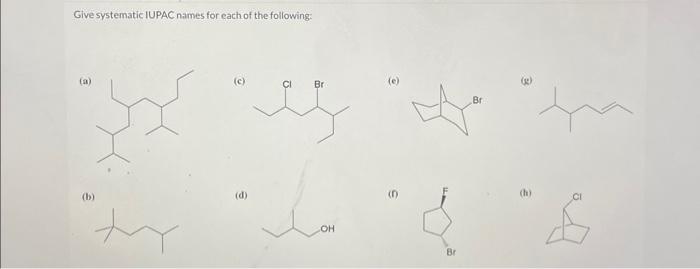 Solved Give systematic IUPAC names for each of the | Chegg.com