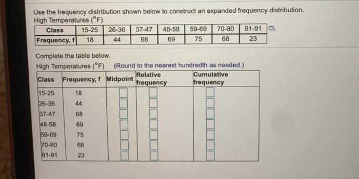 Solved Use the frequency distribution shown below to | Chegg.com