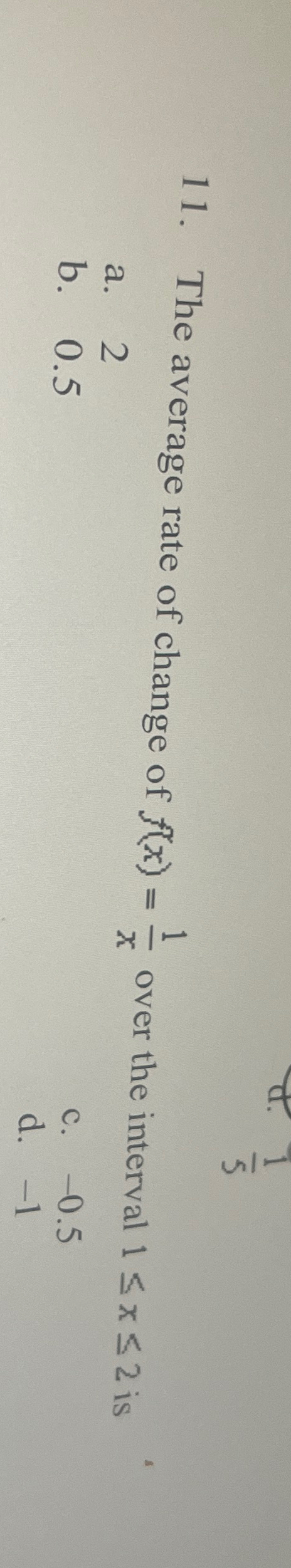 Solved The average rate of change of f(x)=1x ﻿over the | Chegg.com
