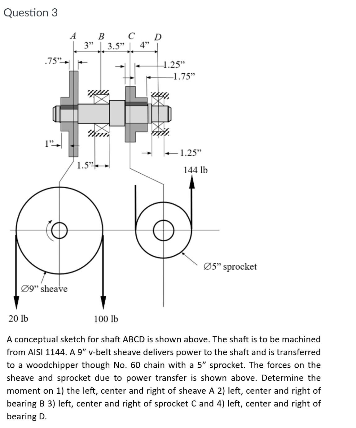 Question 3A conceptual sketch for shaft ABCD is shown | Chegg.com