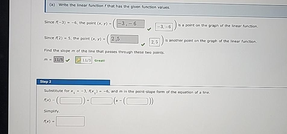 Solved (a) ﻿Write the linear function f ﻿that has the given | Chegg.com