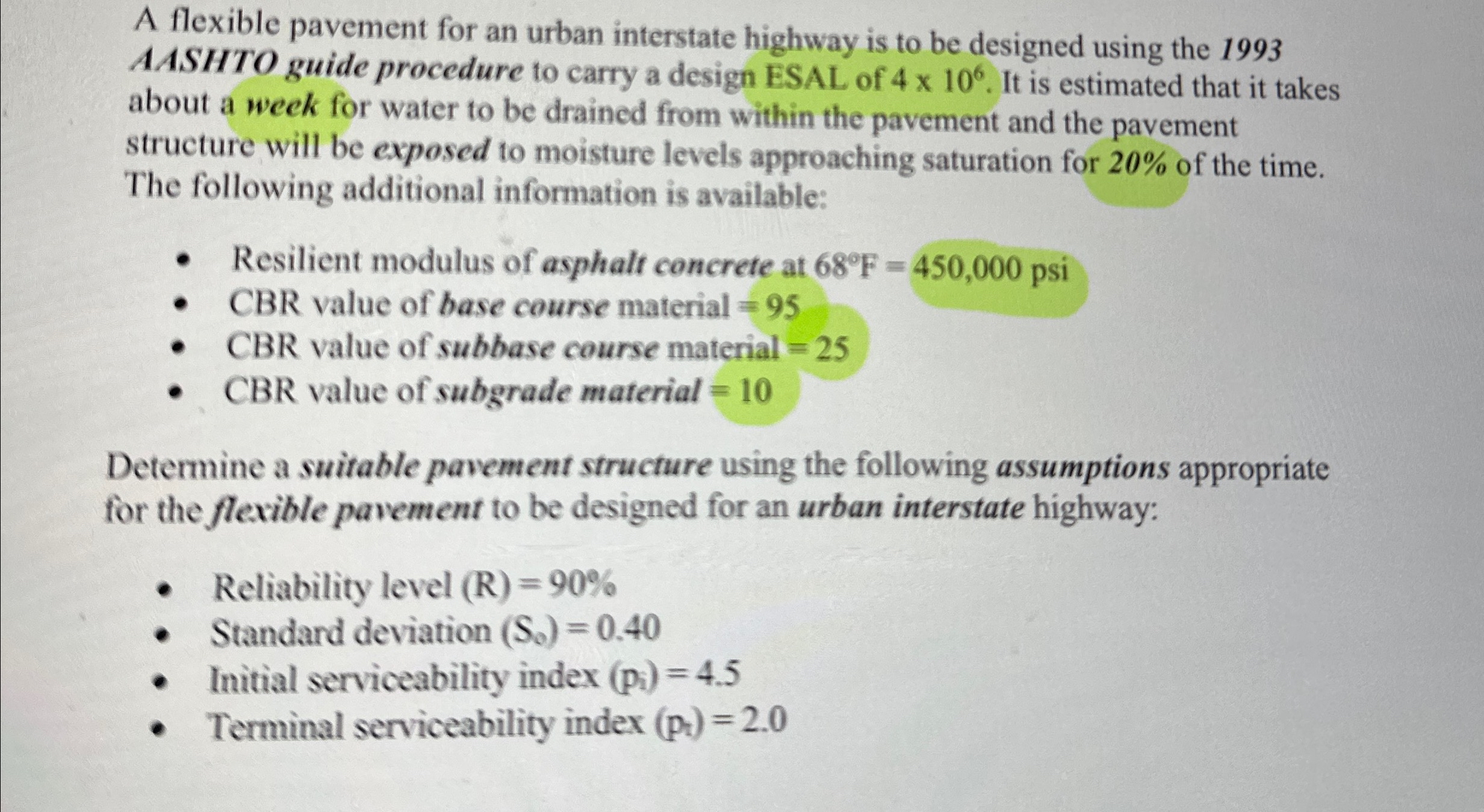 Solved A flexible pavement for an urban interstate highway | Chegg.com