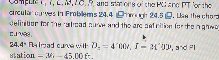 Solved Compute L, T, E, M, LC, R, and stations of the PC and | Chegg.com
