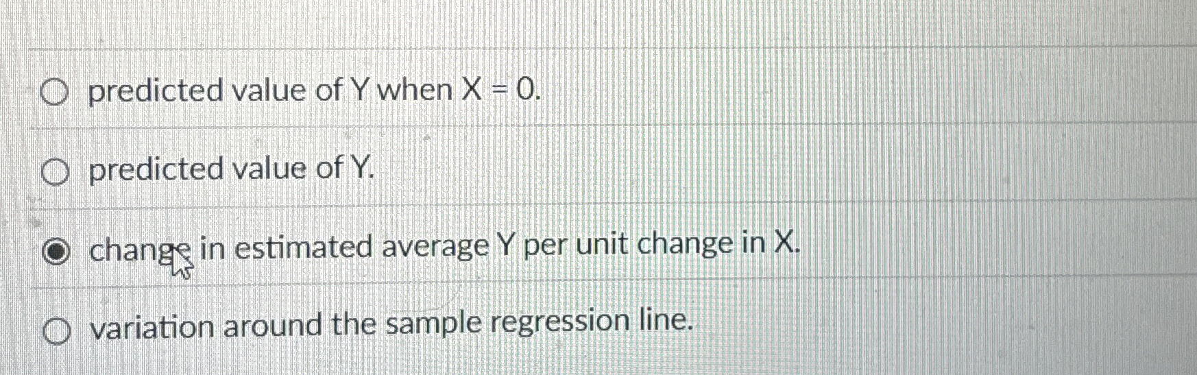 predicted value of Y ﻿when x=0.predicted value of Y | Chegg.com