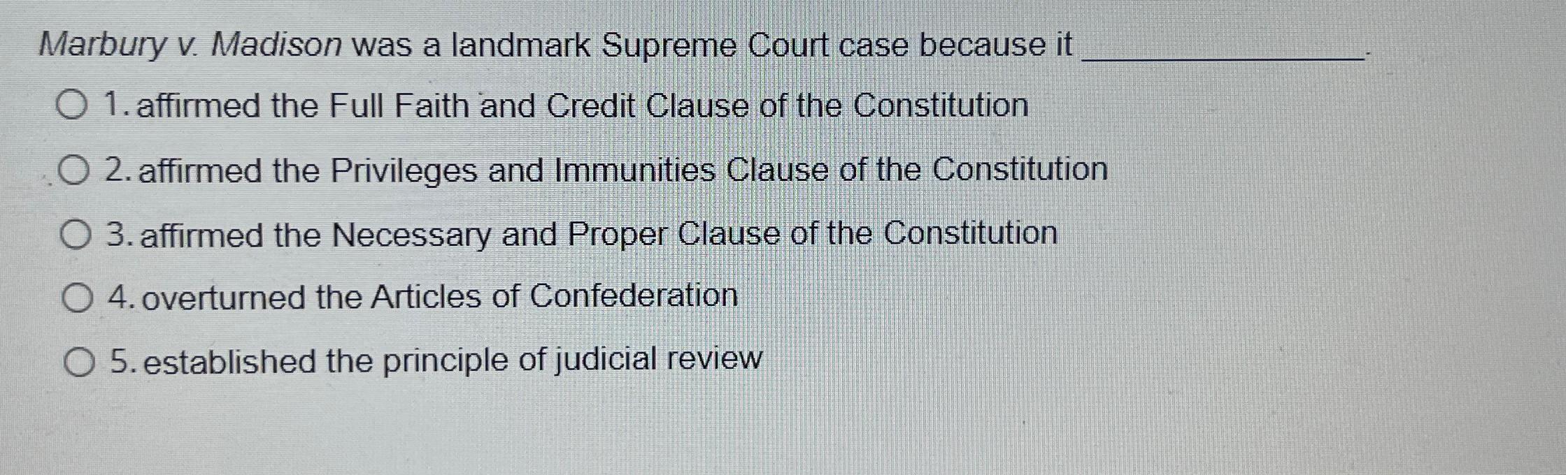 Solved Marbury v. ﻿Madison was a landmark Supreme Court case | Chegg.com