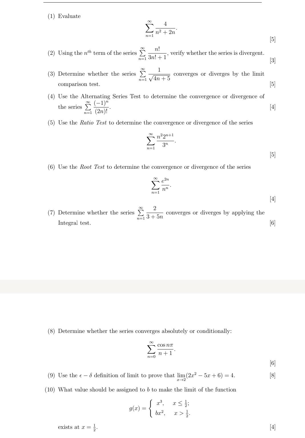 Solved (1) Evaluate ∑n=1∞n2+2n4 (2) Using the nth term of | Chegg.com