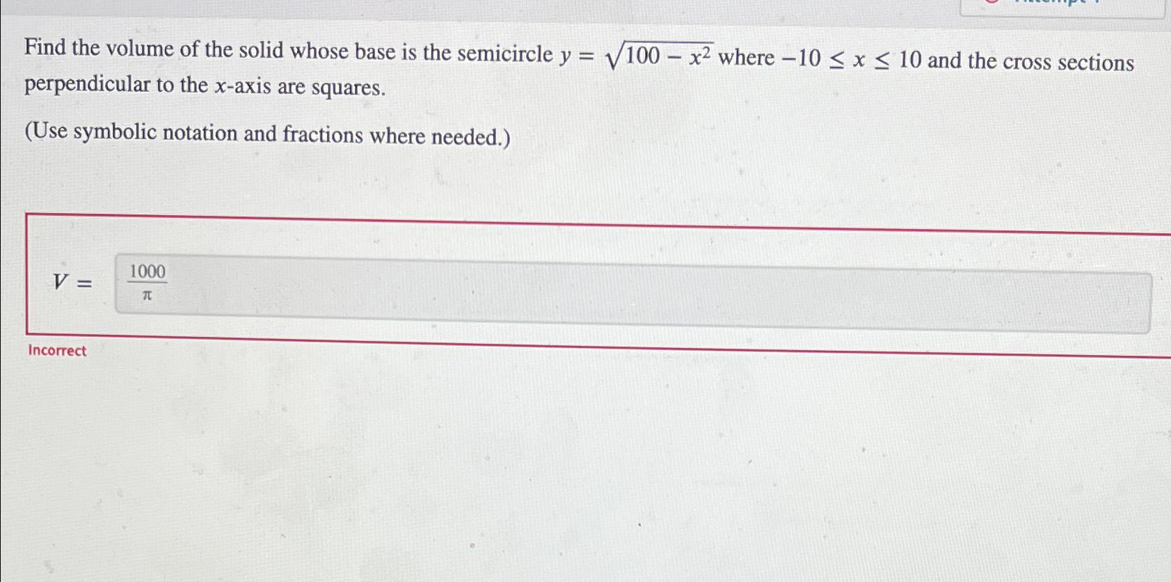 Solved Find the volume of the solid whose base is the | Chegg.com