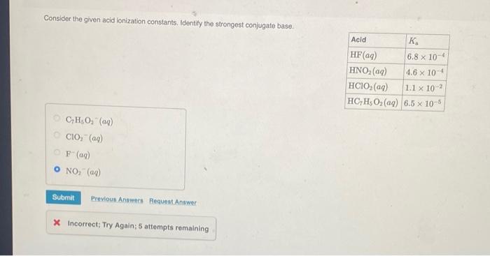 Solved 1. Consider the given acid ionization constants. | Chegg.com