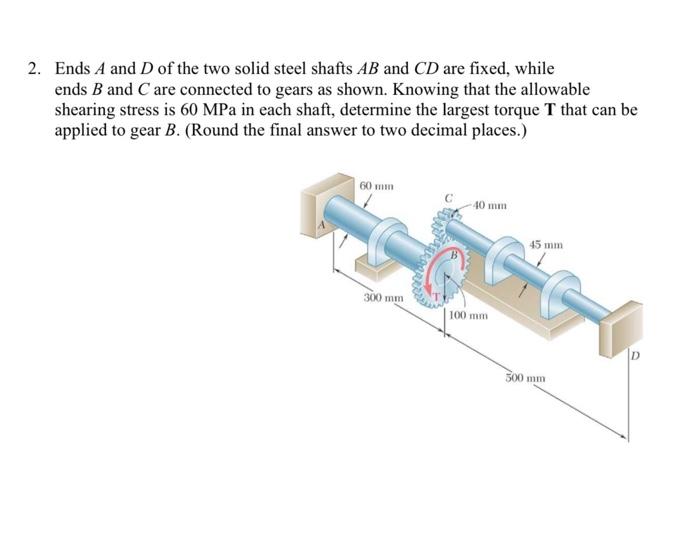 Solved 2. Ends A and D of the two solid steel shafts AB and | Chegg.com