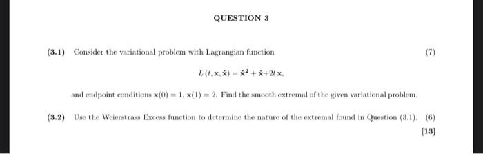 Solved 3 1 Consider The Variational Problem With