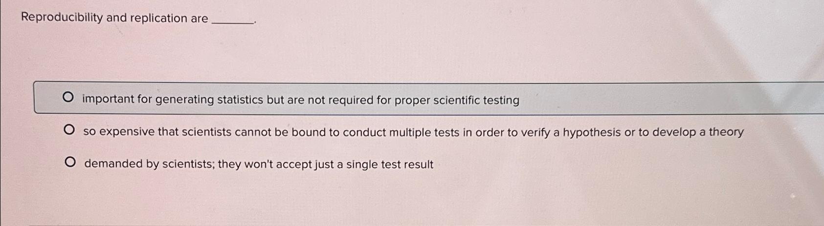 Solved Reproducibility And Replication Areimportant For
