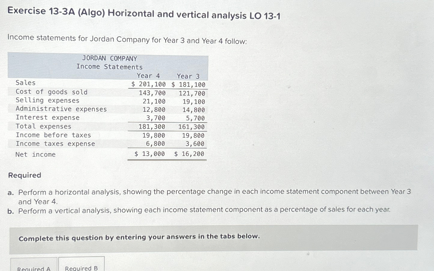 Solved Exercise 13-3A (Algo) Horizontal and vertical | Chegg.com Solved Exercise 13-3A (Algo) Horizontal and vertical | Chegg.com