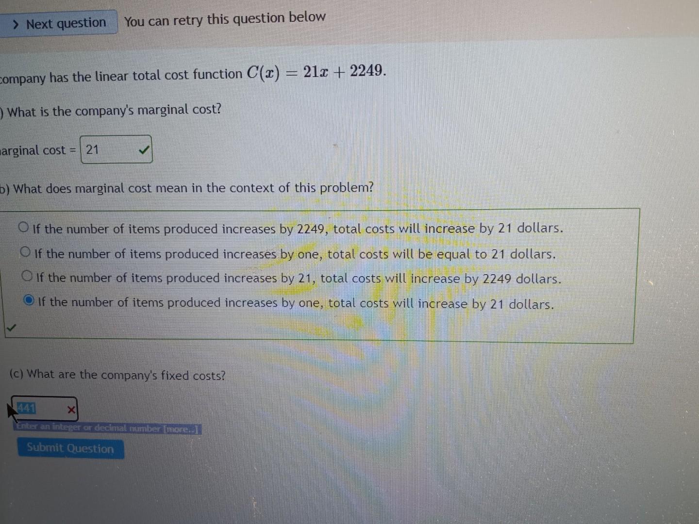 Solved ompany has the linear total cost function | Chegg.com