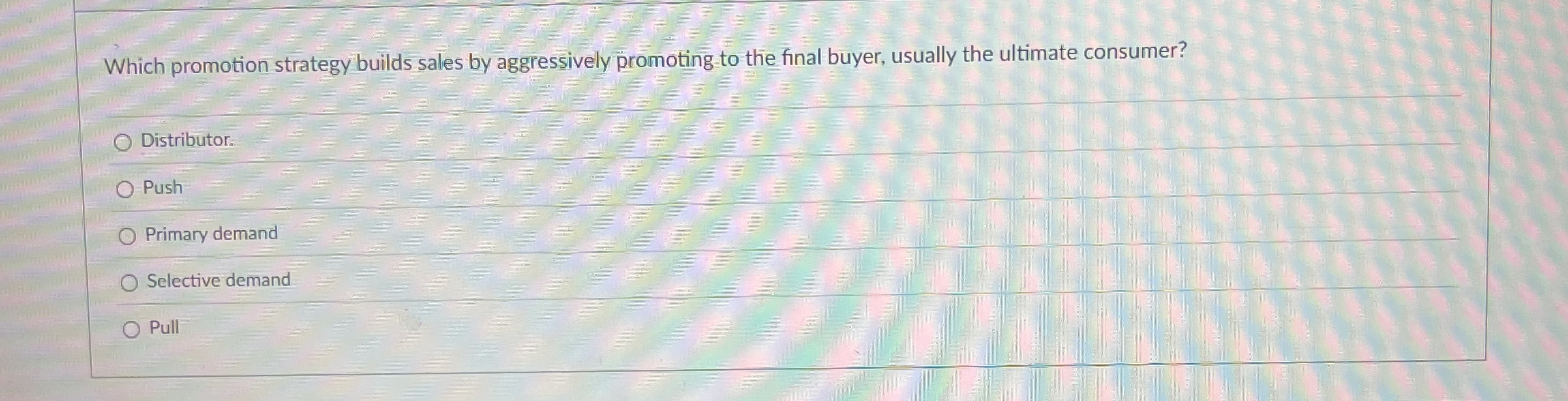 Solved Which promotion strategy builds sales by aggressively | Chegg.com