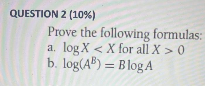 Solved QUESTION 2 (10\%) Prove the following formulas: a. | Chegg.com