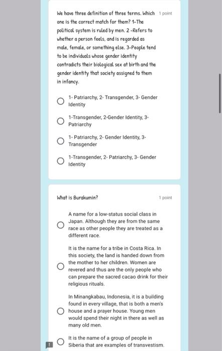 We have three definition of three terms. Which 1 | Chegg.com