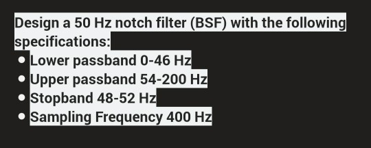Design a 50 Hz notch filter (BSF) with the following | Chegg.com