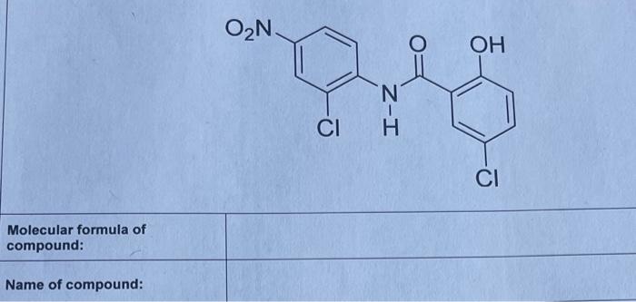 Solved O2N OH Santa Z-I CI H ۔ CI Molecular formula of | Chegg.com