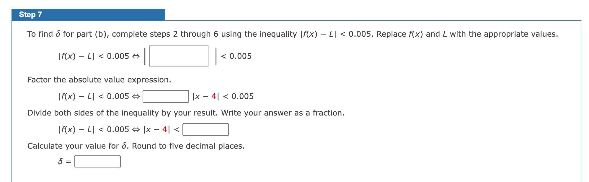 Step 7To find δ ﻿for part (b), ﻿complete steps 2 | Chegg.com