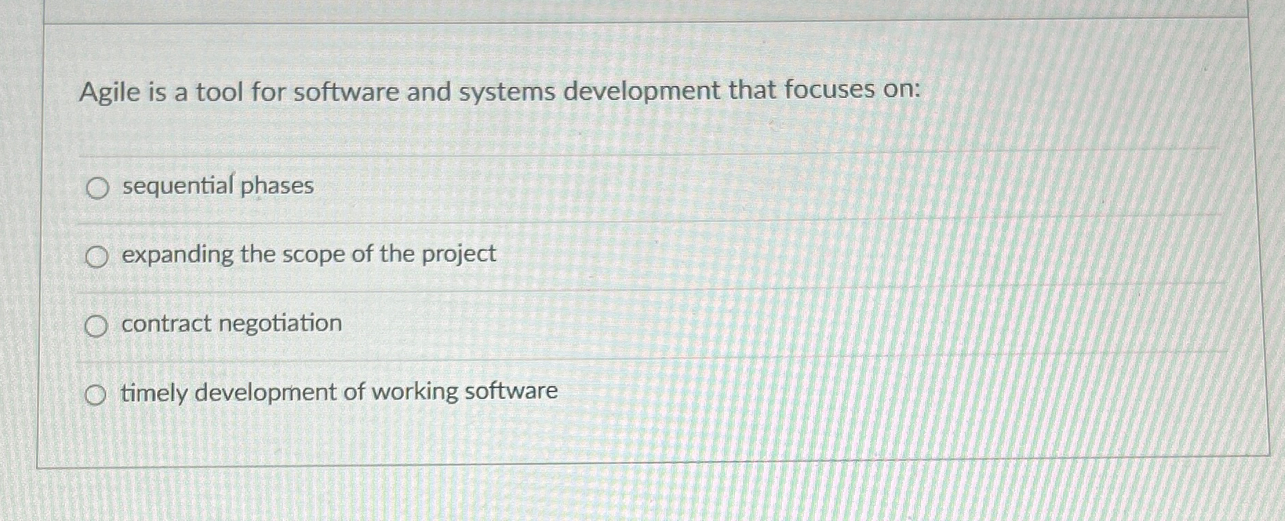 Solved Agile is a tool for software and systems development | Chegg.com
