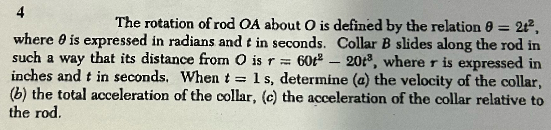 Solved 4The rotation of rodOA about O ﻿is defined by the | Chegg.com