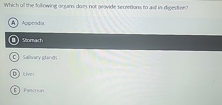 Solved Which of the following organs does not provide | Chegg.com