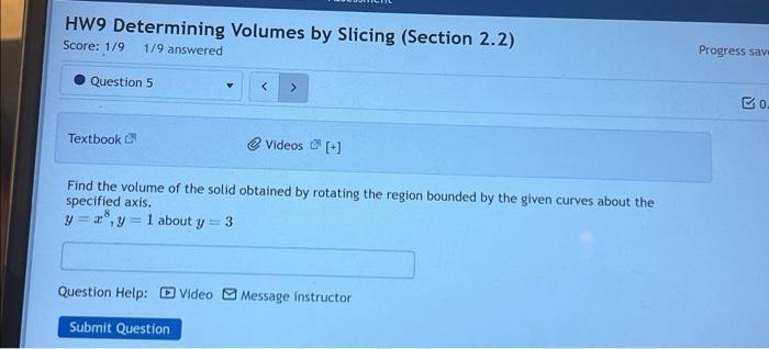 Solved HW9 Determining Volumes by Slicing (Section 2.2) | Chegg.com
