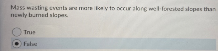 Solved Mass wasting events are more likely to occur along | Chegg.com