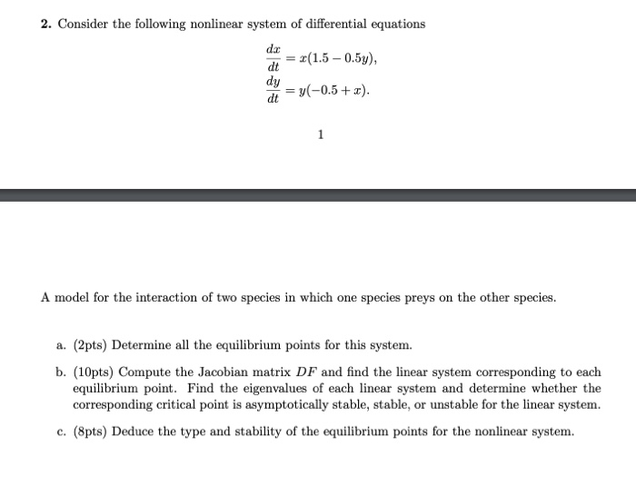 Solved 2. Consider the following nonlinear system of | Chegg.com