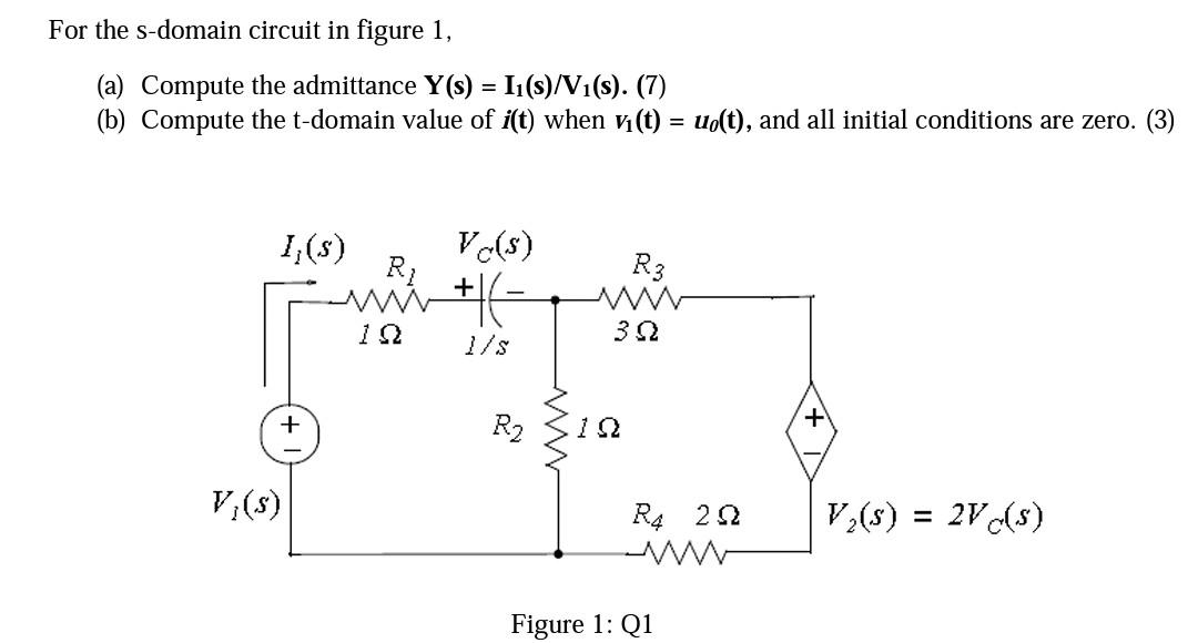 Solved For the s-domain circuit in figure 1 , (a) Compute | Chegg.com