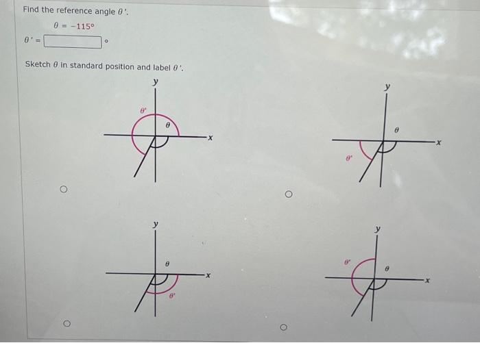 Solved Find the reference angle θ′ for the special angle θ. | Chegg.com