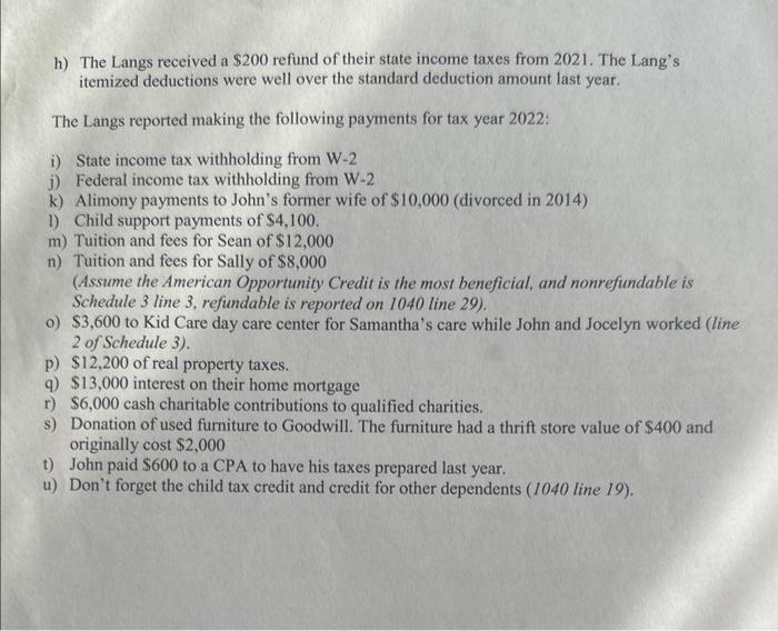 Solved Case Study - Individual Income Tax Due: March 21st at | Chegg.com