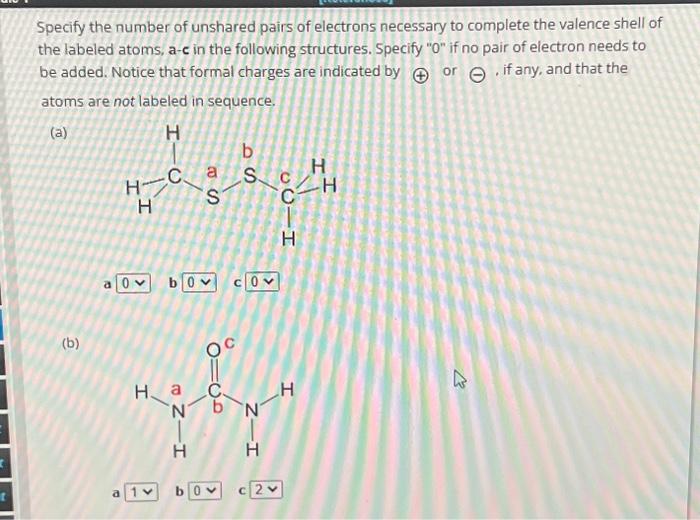 Solved Specify the number of unshared pairs of electrons | Chegg.com