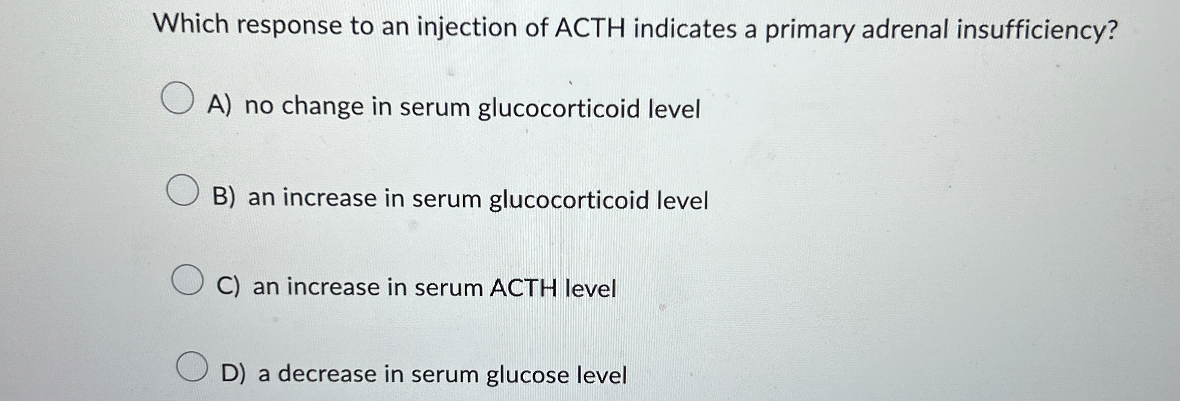 Solved Which response to an injection of ACTH indicates a | Chegg.com