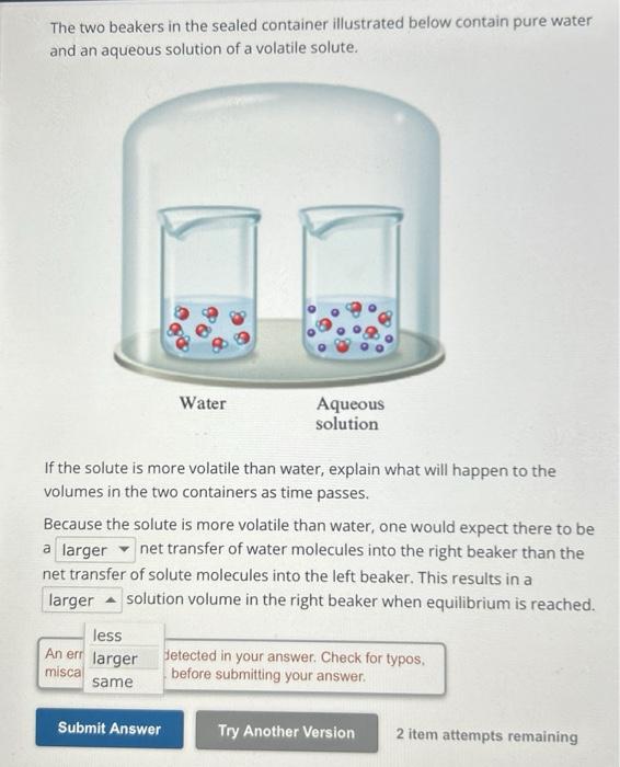 Solved The two beakers in the sealed container illustrated | Chegg.com