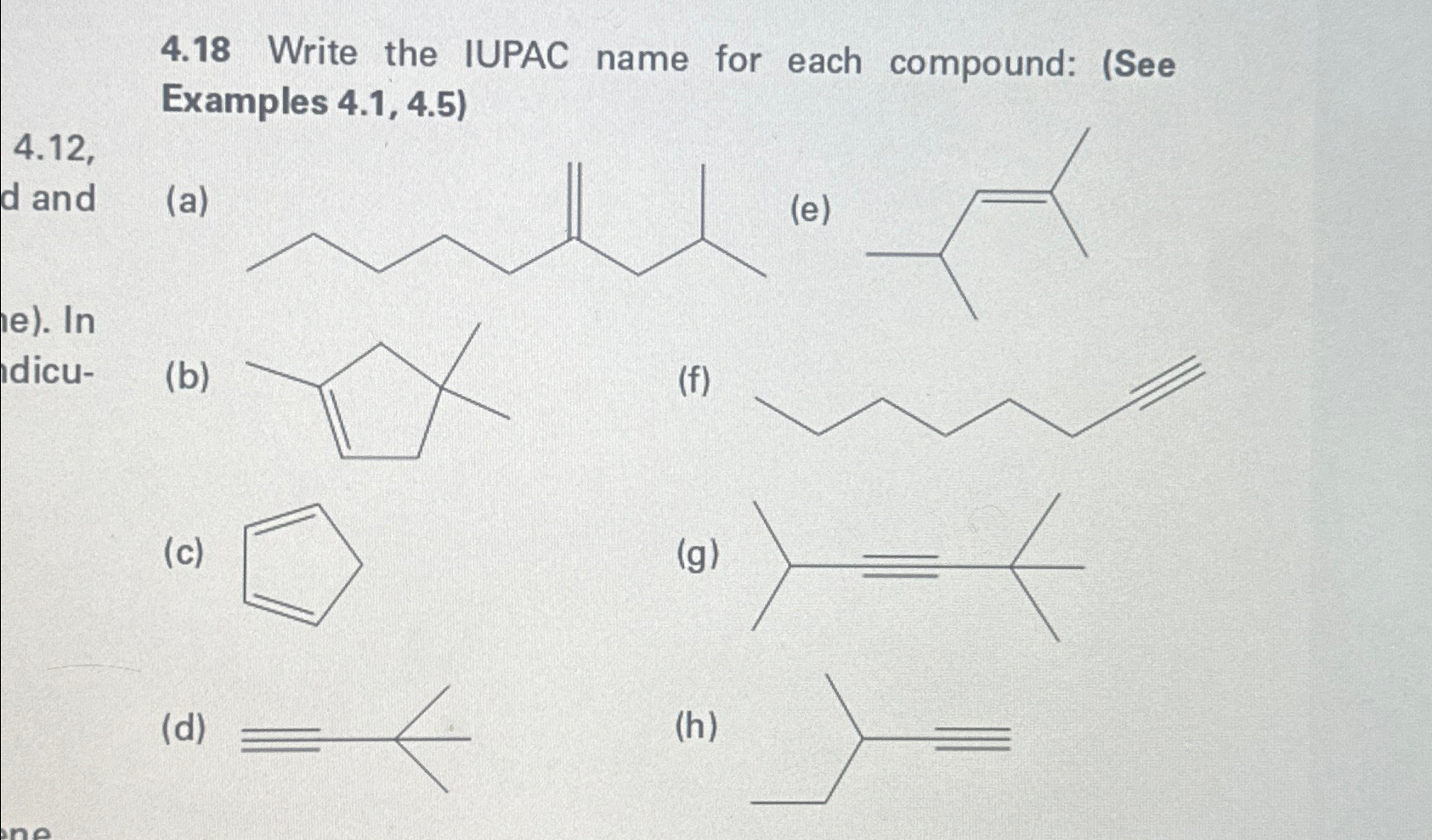 Solved 4.18 ﻿Write the IUPAC name for each compound: (See | Chegg.com