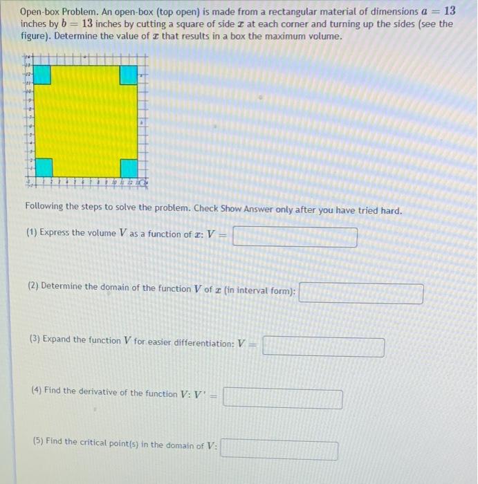 Solved Open-box Problem. An open-box (top open) is made from | Chegg.com