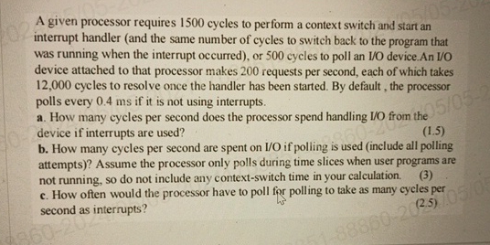Solved A given processor requires 1500 ﻿cycles to perform a | Chegg.com
