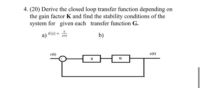 Solved 4. (20) Derive the closed loop transfer function | Chegg.com
