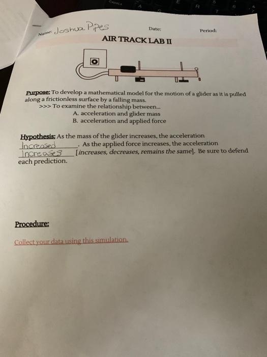 air track lab 2. (can somebody please help me!! i | Chegg.com