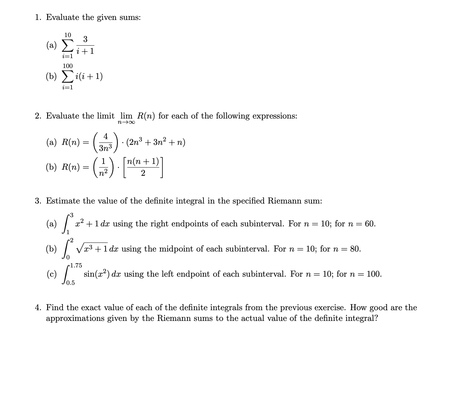 Riemann SumsEvaluate the given | Chegg.com
