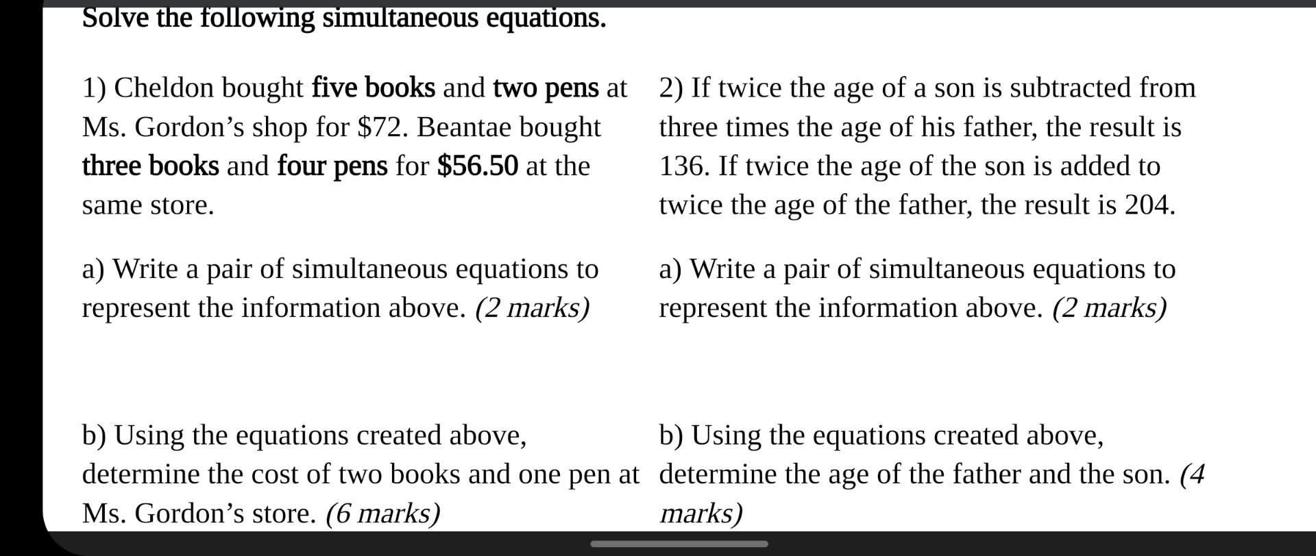 Solved Solve the following simultaneous equations. b) Using | Chegg.com