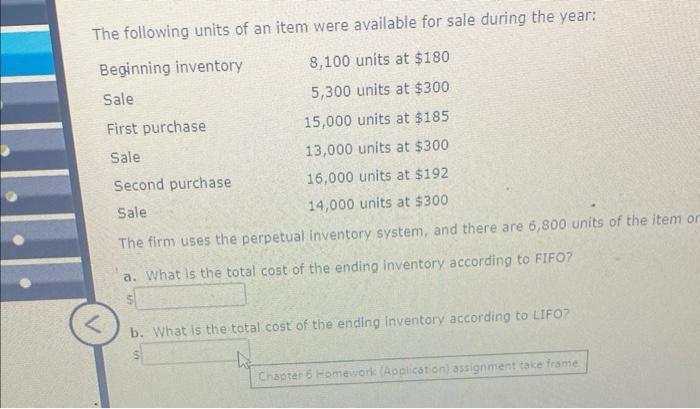 Solved The following units of an item were available for | Chegg.com