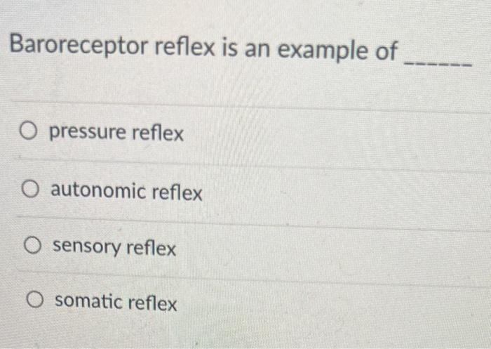 Solved Baroreceptor reflex is an example of pressure reflex | Chegg.com