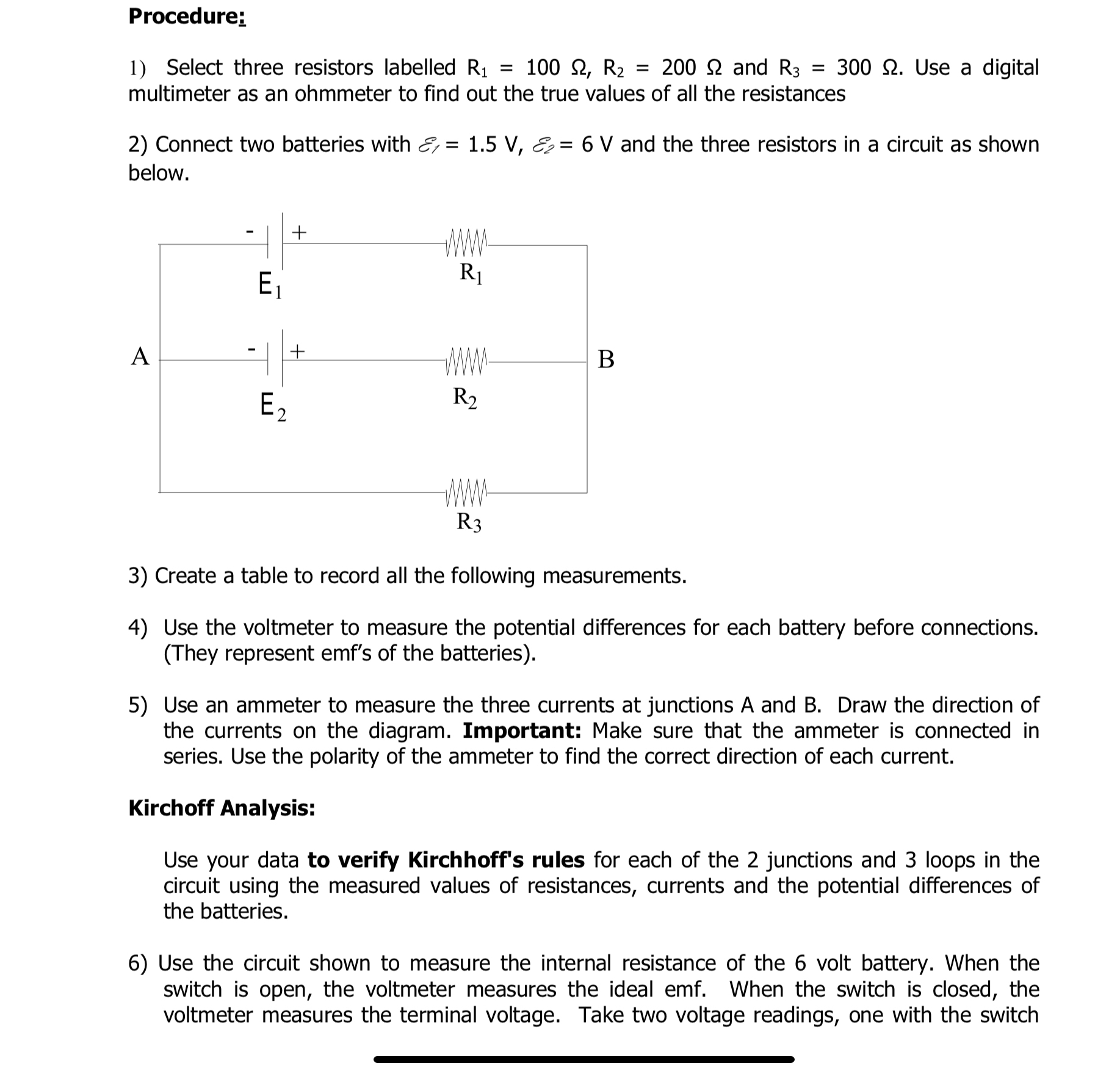 Procedure:Select three resistors labelled | Chegg.com