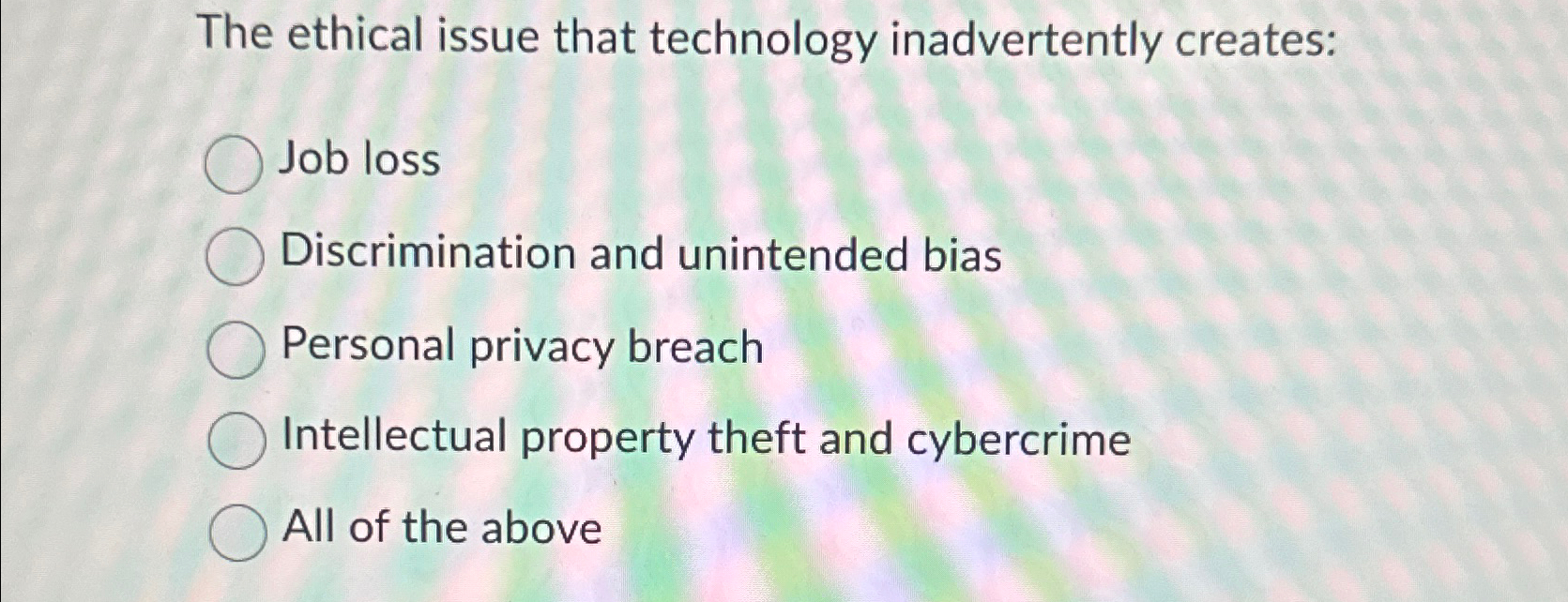 Solved The ethical issue that technology inadvertently | Chegg.com