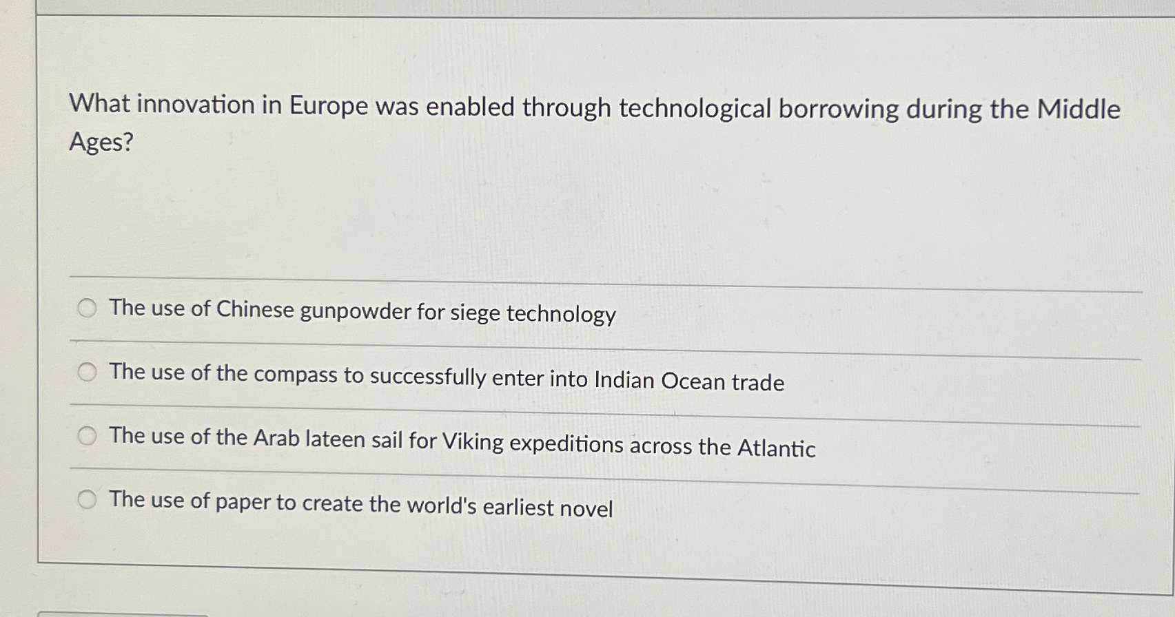 Solved What innovation in Europe was enabled through | Chegg.com