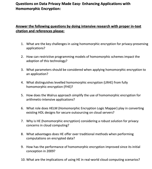 Solved Questions on Data Privacy Made Easy- ﻿Enhancing | Chegg.com