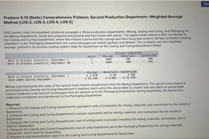 Solved Problem 5-13 (Static) Comprehensive Problem; Second | Chegg.com