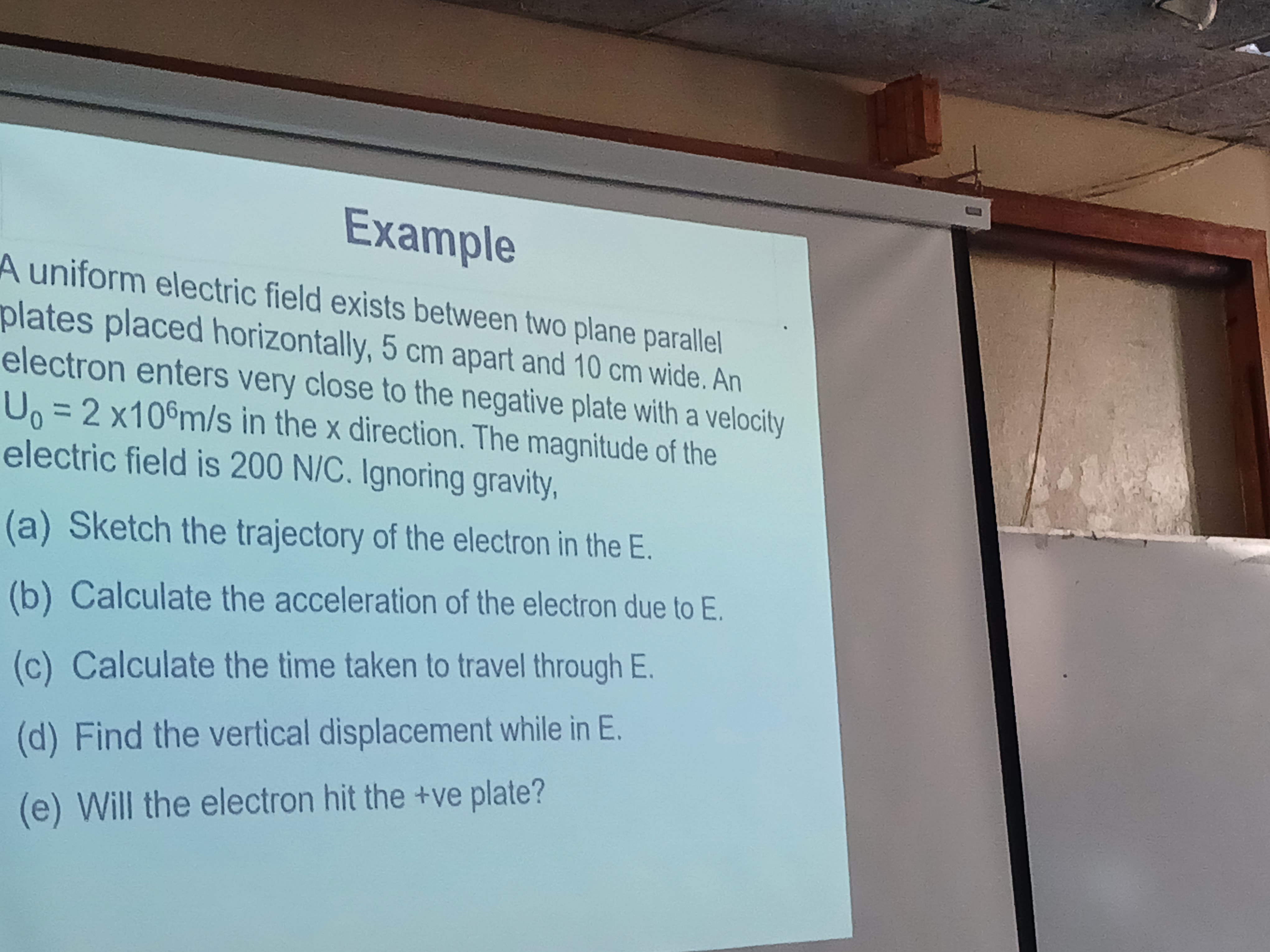 Solved ExampleA uniform electric field exists between two | Chegg.com